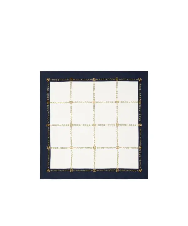 Gucci Interlocking G Chain Silk Pocket Square - Ivory