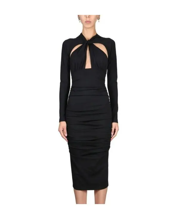 Dolce & Gabbana Long-sleeved Cut-out Midi Dress