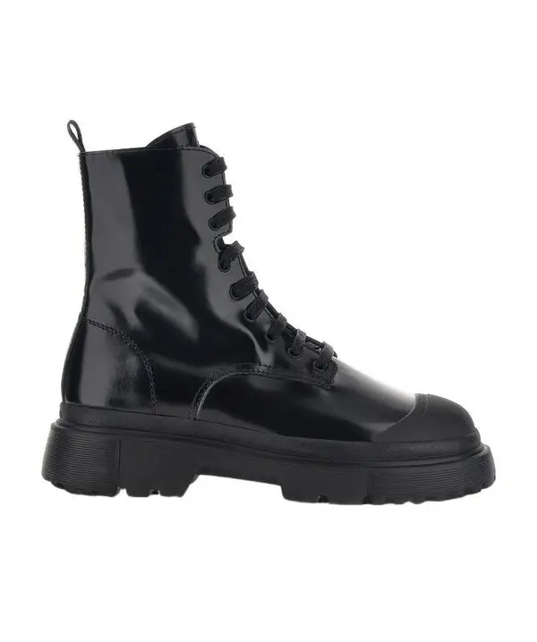 Hogan H619 Combat Lace-up Boots - Black