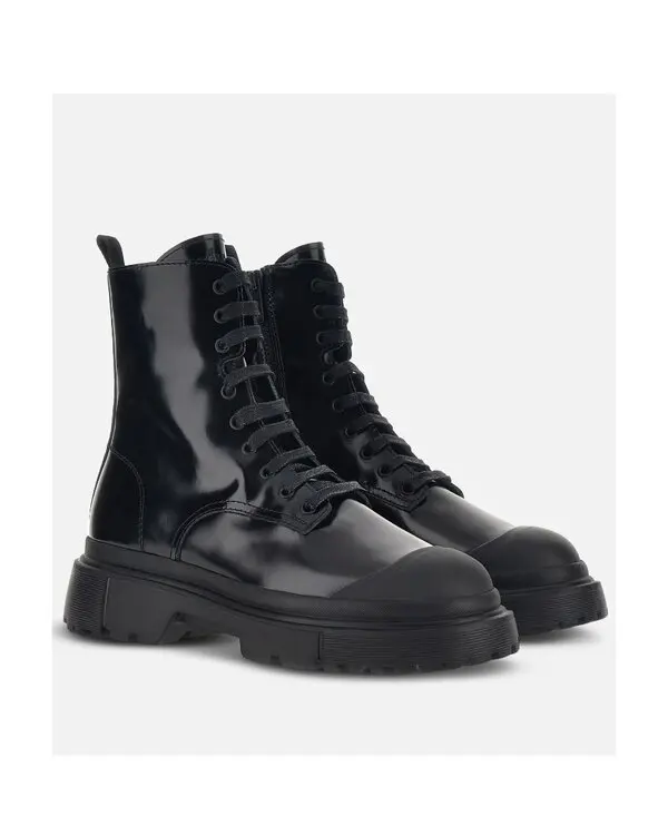 Hogan H619 Combat Lace-up Boots - Black