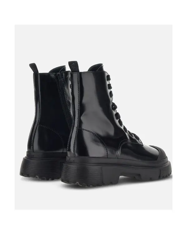 Hogan H619 Combat Lace-up Boots - Black