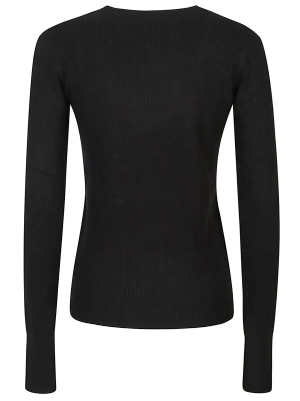 Patrizia Pepe Chain Detail V-neck Cropped Sweater