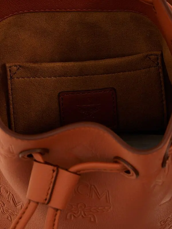 Mcm Dessau Monogram Drawstring Bucket Bag - Brown