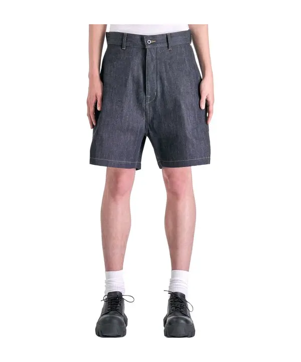 Rick Owens Denim Bermuda Shorts With Side Slits