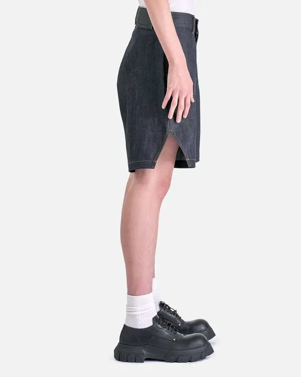 Rick Owens Denim Bermuda Shorts With Side Slits