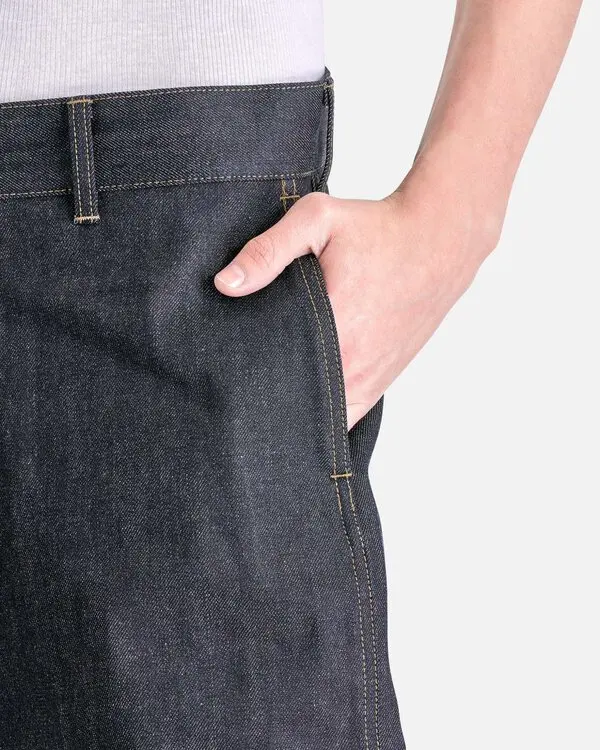 Rick Owens Denim Bermuda Shorts With Side Slits