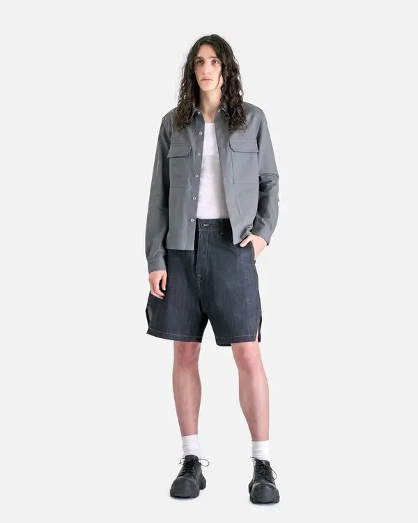 Rick Owens Denim Bermuda Shorts With Side Slits