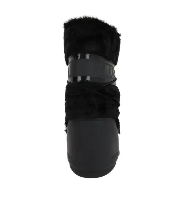 Moon Boot Logo Print Lace-up Faux Fur Snow Boots - Black