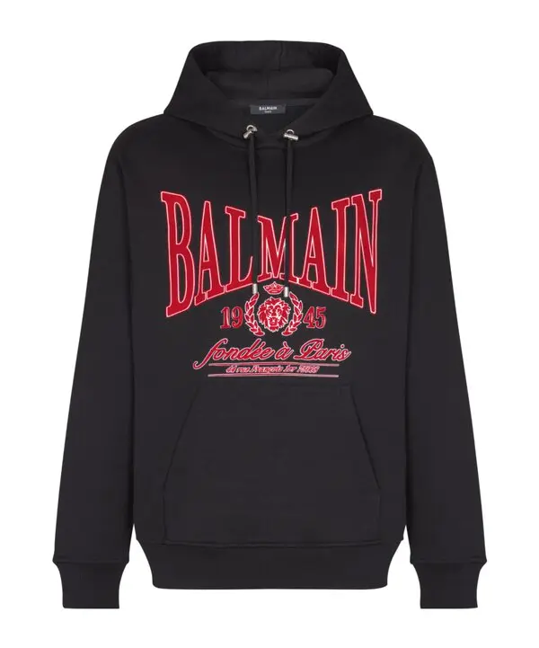 Balmain Flocked College Hoodie