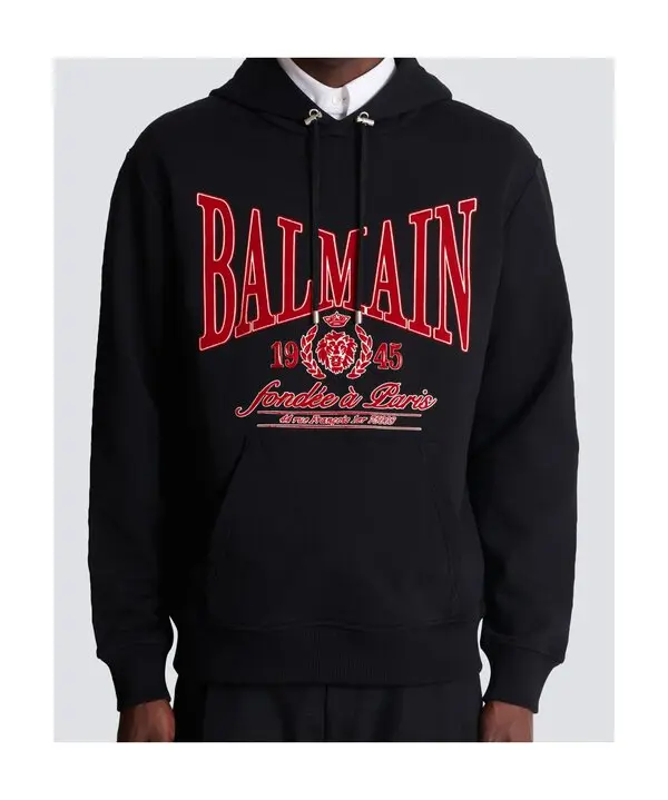 Balmain Flocked College Hoodie