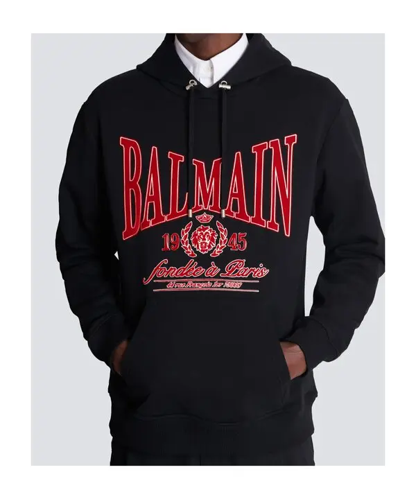 Balmain Flocked College Hoodie