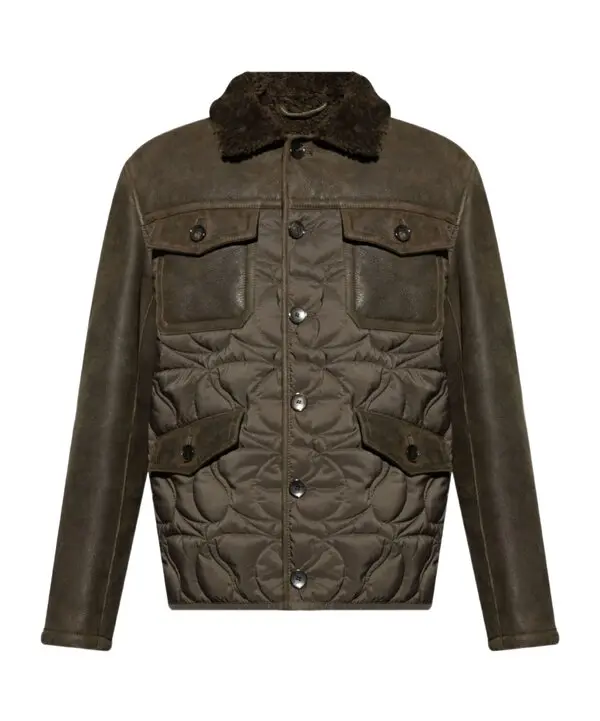 Etro Quilted Leather Jacket With Fur Collar - Brown
