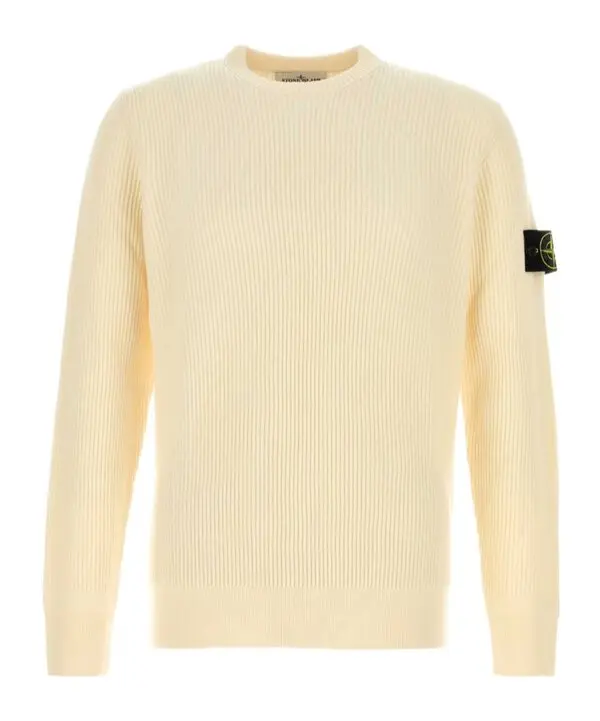 Stone Island Ribbed Crew Neck Sweater - Ivory