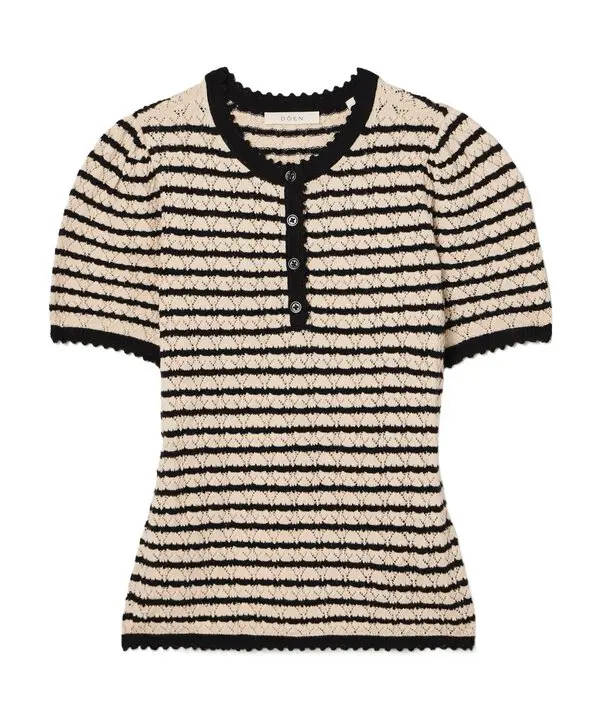 DÔEN Short Sleeve Striped Knit Top