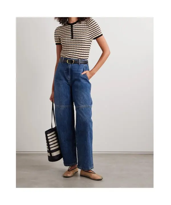 DÔEN Short Sleeve Striped Knit Top