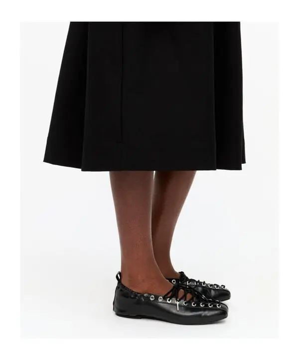 GANNI Square-toe Lace-up Ballerinas - Black