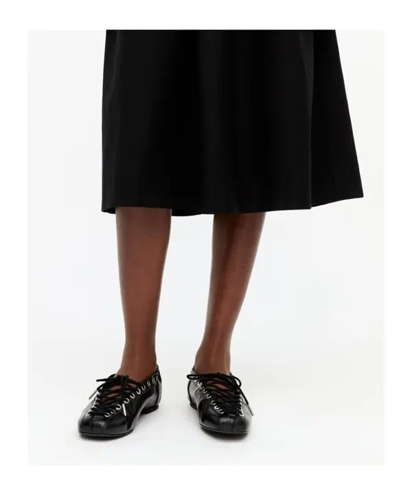 GANNI Square-toe Lace-up Ballerinas - Black