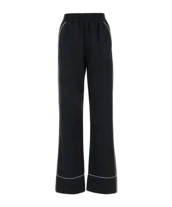 Off-White High Waist Straight Leg Trousers With Jacquard Logo