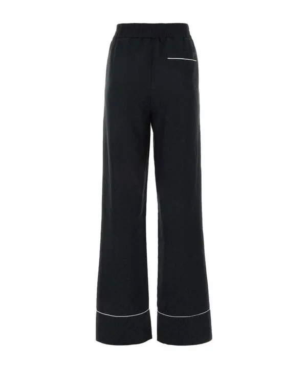 Off-White High Waist Straight Leg Trousers With Jacquard Logo