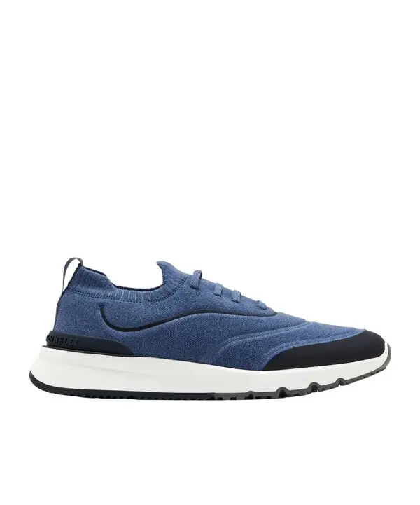 Brunello Cucinelli Knit Lace-up Sneakers - Blue