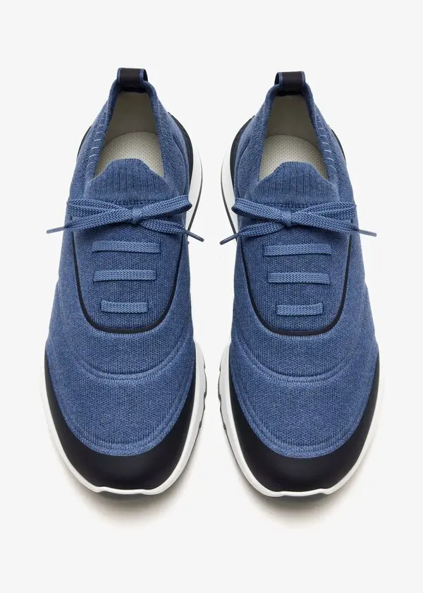 Brunello Cucinelli Knit Lace-up Sneakers - Blue