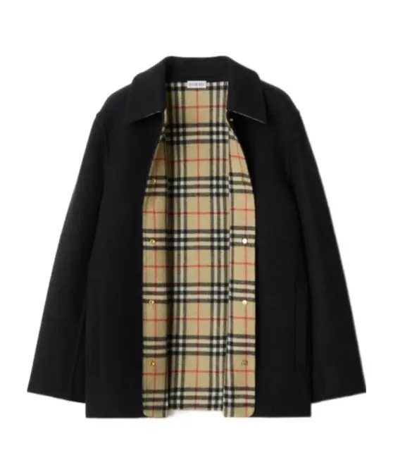 Burberry Overshirt With Press-stud Closure - Black/sand