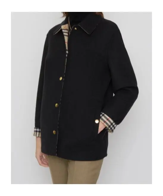 Burberry Overshirt With Press-stud Closure - Black/sand