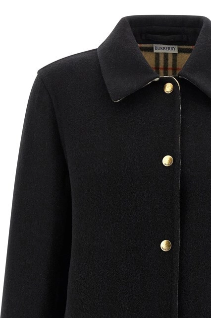 Burberry Overshirt With Press-stud Closure - Black/sand