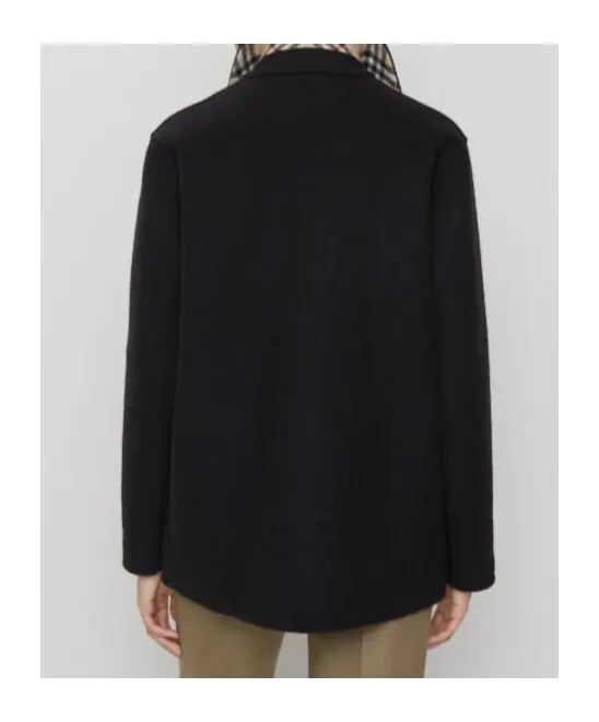 Burberry Overshirt With Press-stud Closure - Black/sand