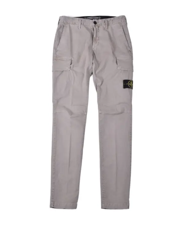 Stone Island Beige Logo Patch Cargo Trousers - Gray