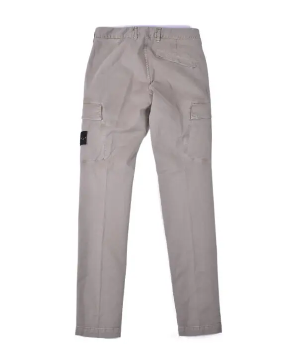 Stone Island Beige Logo Patch Cargo Trousers - Gray