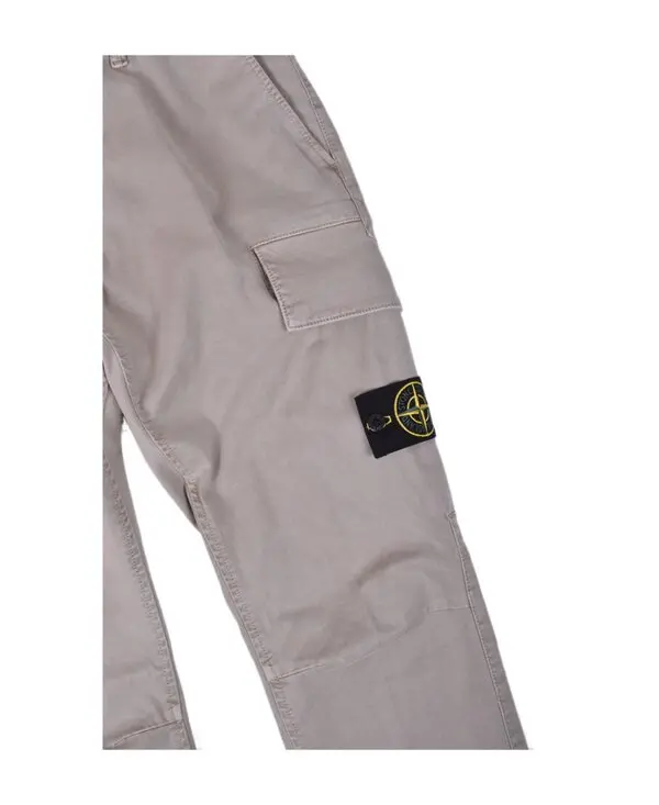 Stone Island Beige Logo Patch Cargo Trousers - Gray