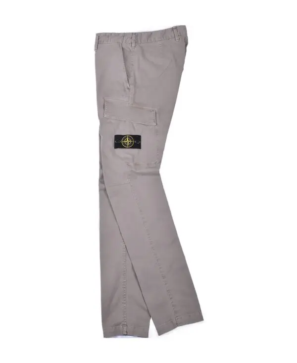 Stone Island Beige Logo Patch Cargo Trousers - Gray