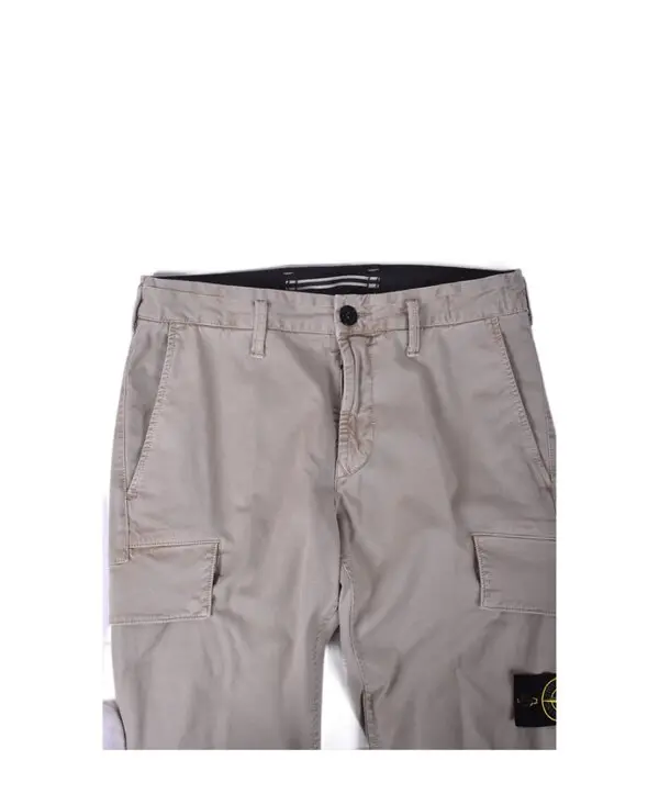 Stone Island Beige Logo Patch Cargo Trousers - Gray