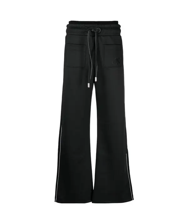 Off-White Logo Embroidered Wide Leg Drawstring Pants
