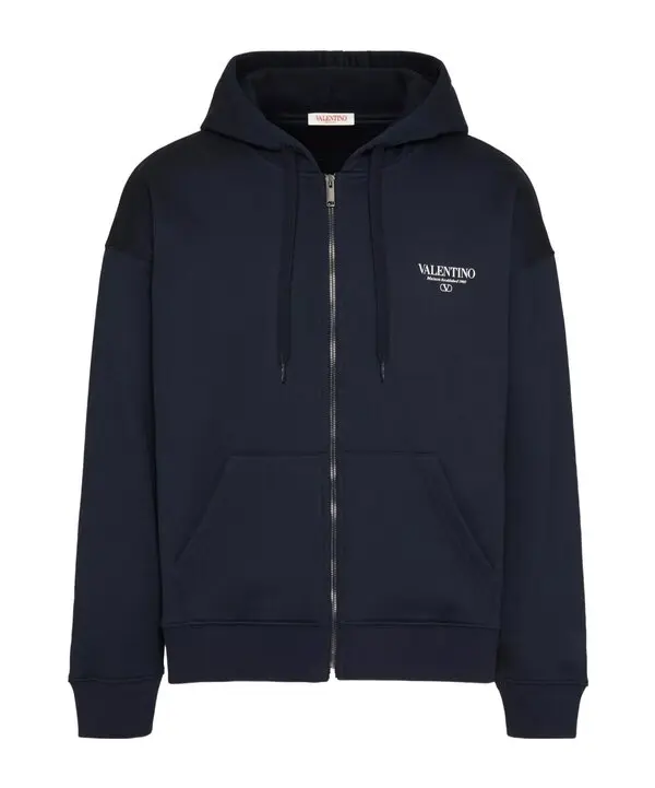 Valentino Garavani Zip-up Hooded Jacket With Drawstring