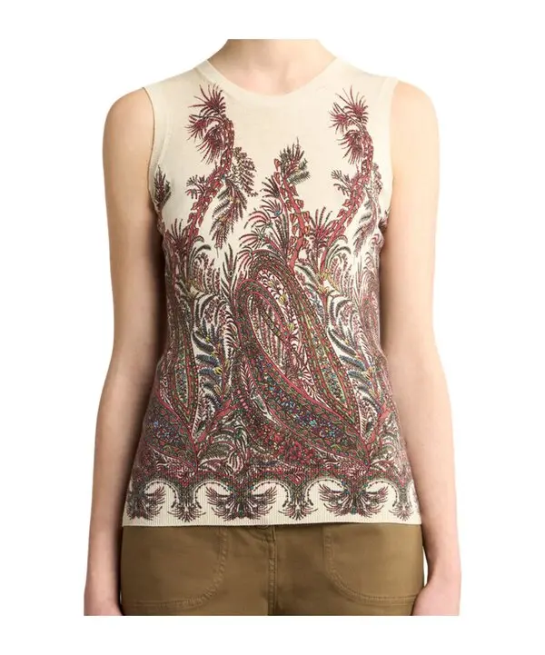 Etro Silk And Cashmere Top With Placed Print