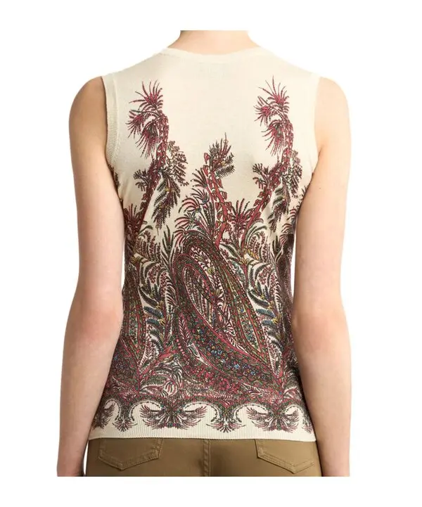 Etro Silk And Cashmere Top With Placed Print