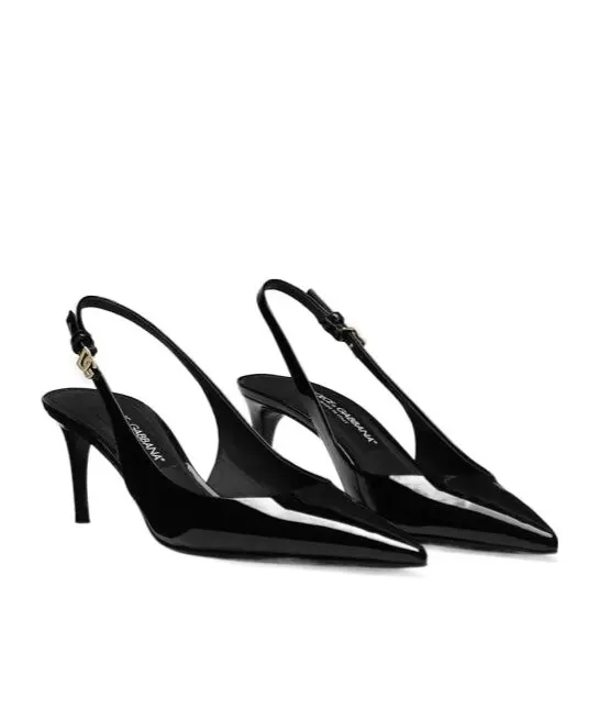 Dolce & Gabbana Dg Plaque Slingback Pumps - Black