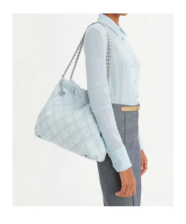 Tory Burch Fleming Soft Denim Hobo Bag