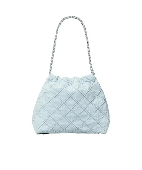 Tory Burch Fleming Soft Denim Hobo Bag