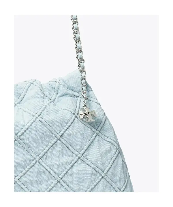 Tory Burch Fleming Soft Denim Hobo Bag