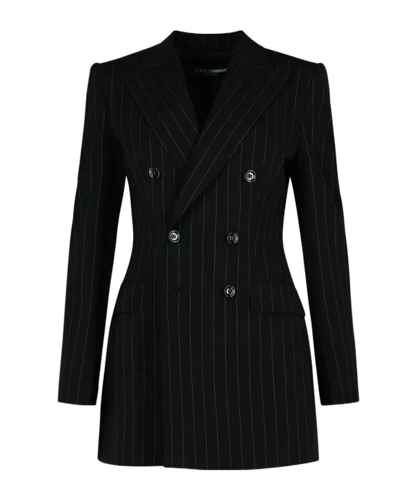 Dolce & Gabbana Double-breasted Pinstriped Blazer - Black