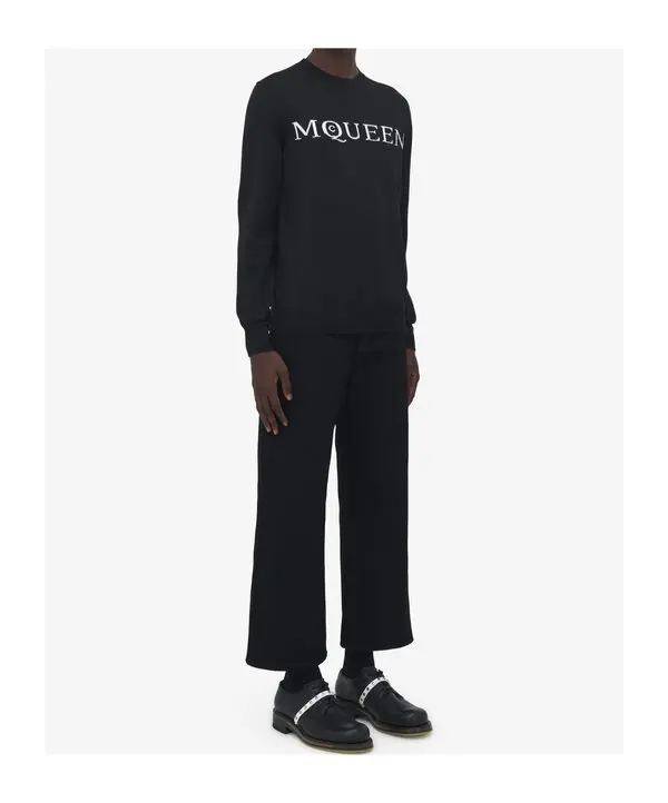 Alexander McQueen Logo Intarsia-knit Crewneck Jumper - Black/ivory
