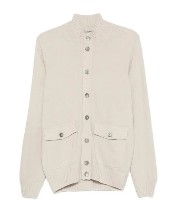 D'ANIELLO Mock Neck Buttoned Cardigan