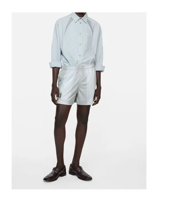 Acne Studios Striped Logo Shorts - Grey