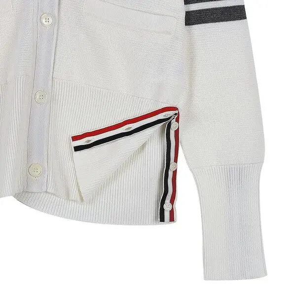 Thom Browne 4-bar Milano Stitch Buttoned Cardigan - White