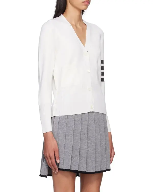 Thom Browne 4-bar Milano Stitch Buttoned Cardigan - White
