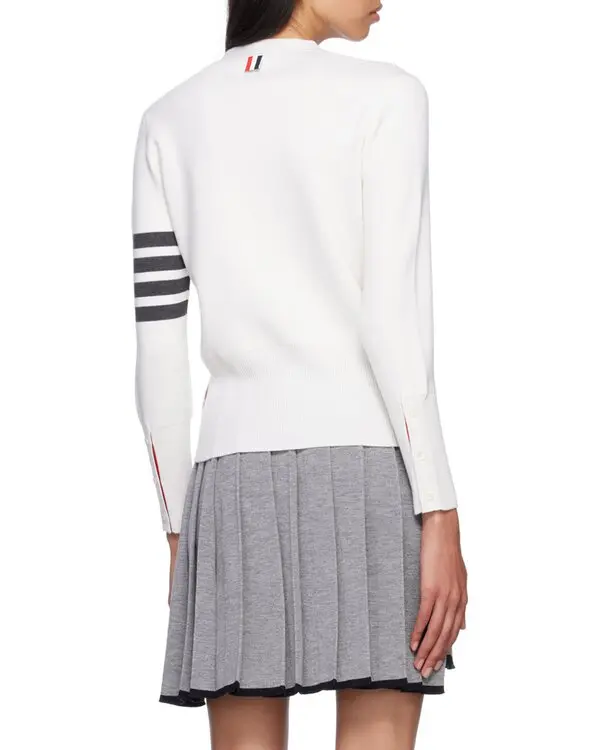 Thom Browne 4-bar Milano Stitch Buttoned Cardigan - White