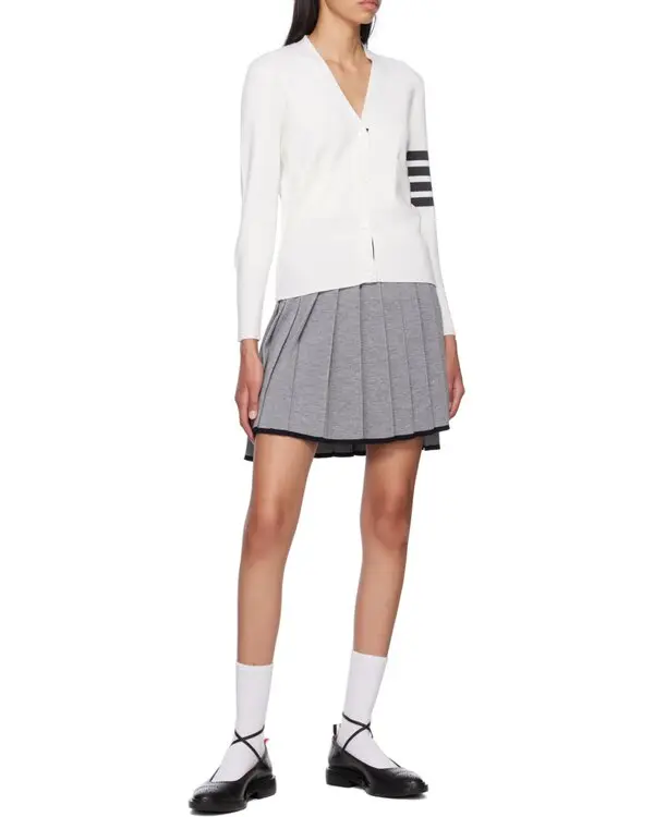 Thom Browne 4-bar Milano Stitch Buttoned Cardigan - White